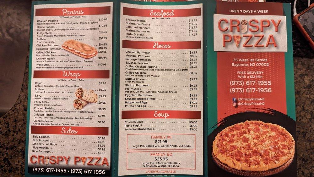 Menu at Crispy Pizza pizzeria, Bayonne, 35 W 1st St