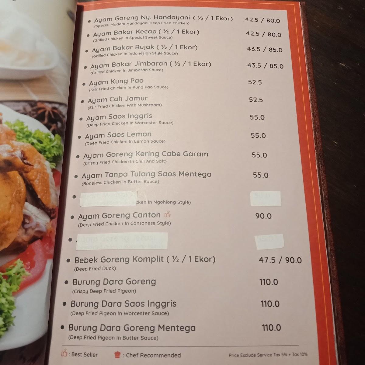 Carta del restaurante Heritage Of HANDAYANI, Sidoarjo, Kahuripan Raya ...