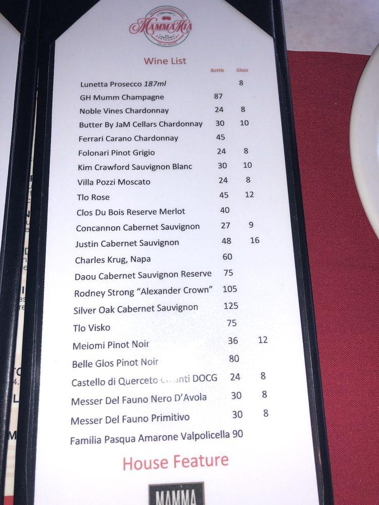 Menu at Mamma Mia Italian Restaurant, Bakersfield