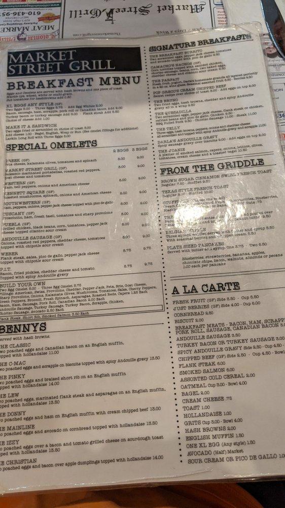 Menu at Market Street Grill restaurant, West Chester