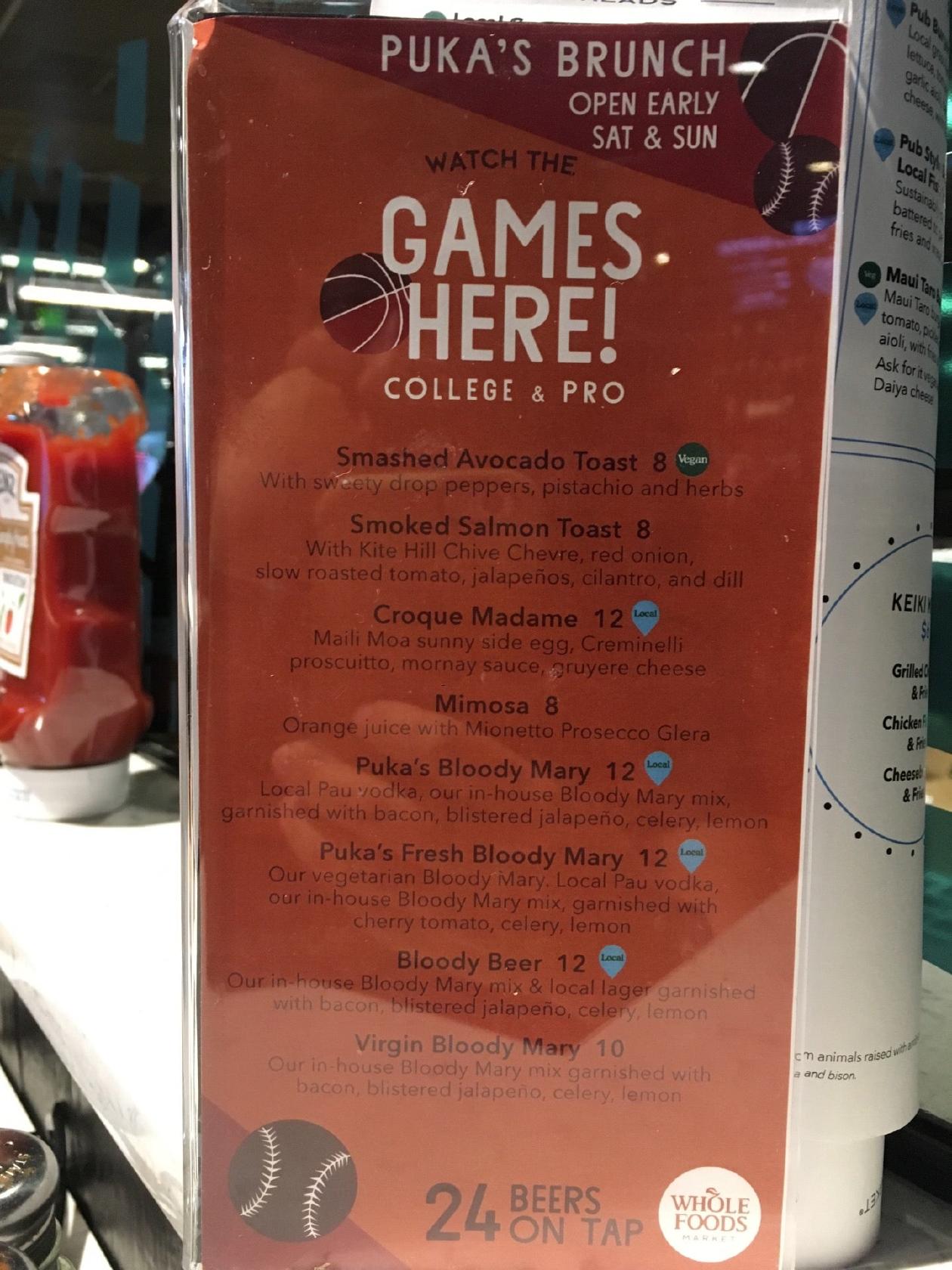 Menu at Puka's pub & bar, Honolulu