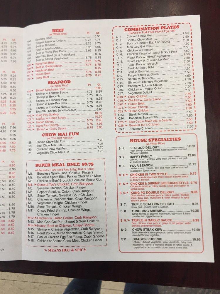 Menu at Red Apple restaurant, Lee