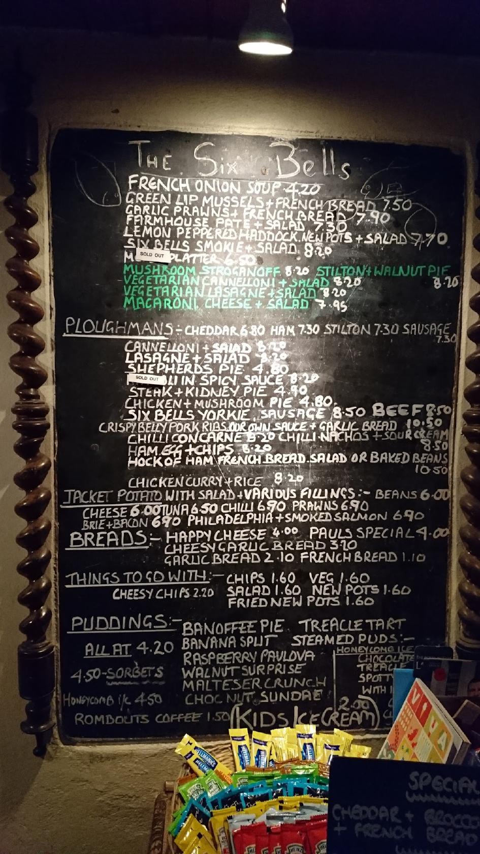 Menu at The Six Bells Chiddingly pub & bar, Chiddingly
