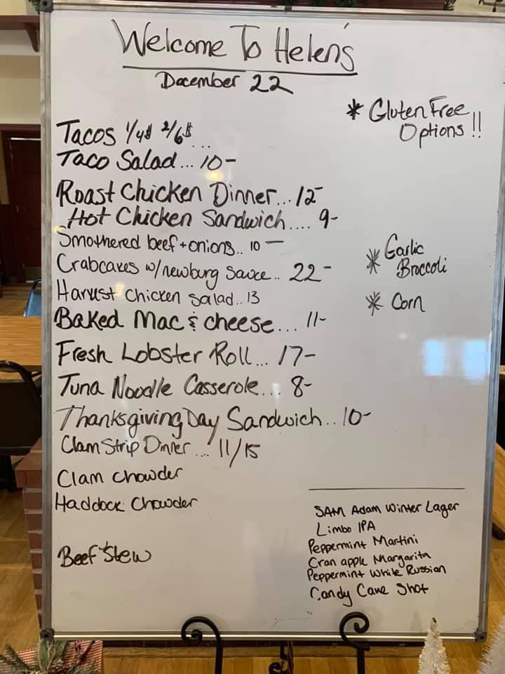 Menu at Helen's Restaurant of Ellsworth, Ellsworth