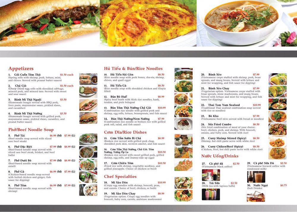 Menu at Saigon's Corner Restaurant, Garden City