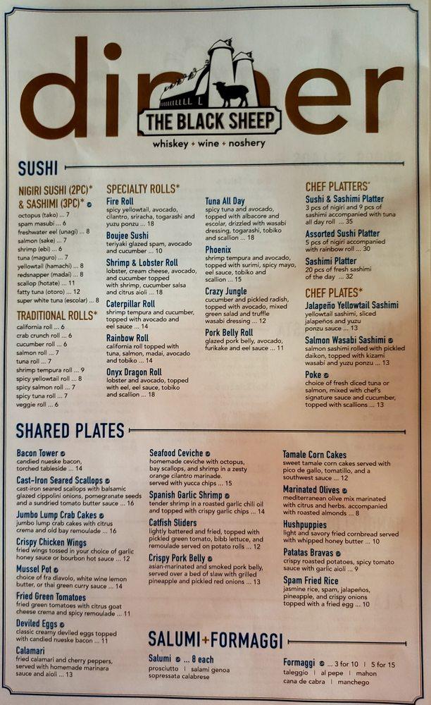 Menu at The Black Sheep Restaurant, Manassas