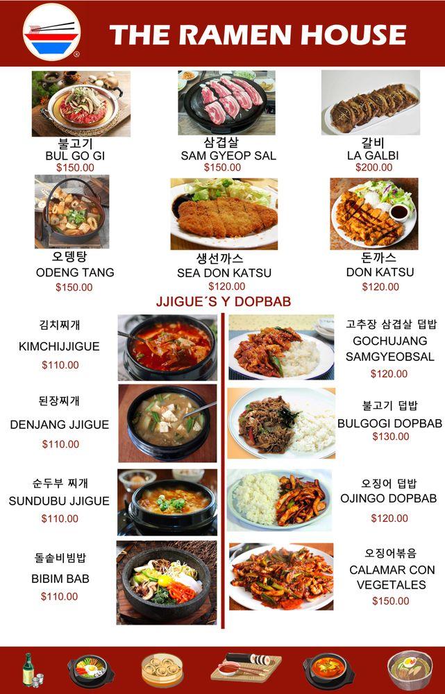 Menu at The Ramen House restaurant, Mexico City