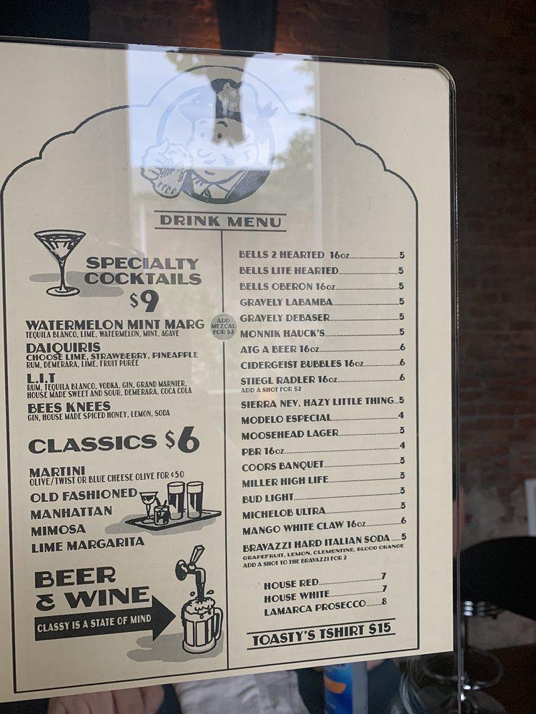 Menu at Toasty's Tavern pub & bar, Louisville