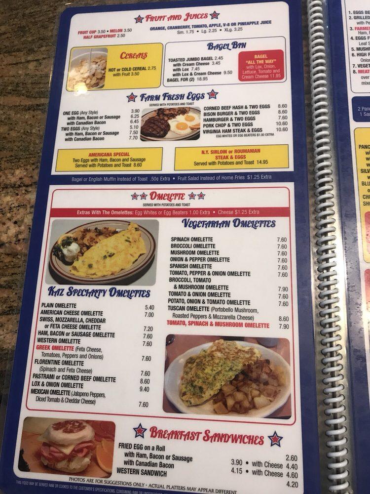 Menu at Americana Diner restaurant, Middletown, 420 East