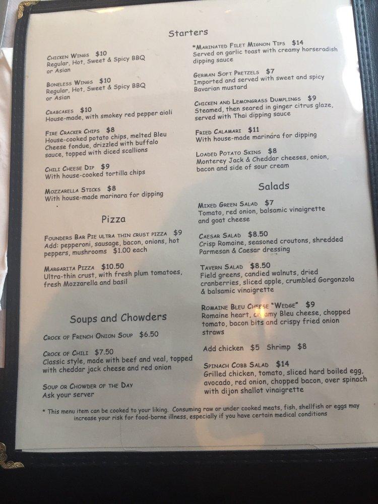 Menu at Founders Tavern pub & bar, Southold
