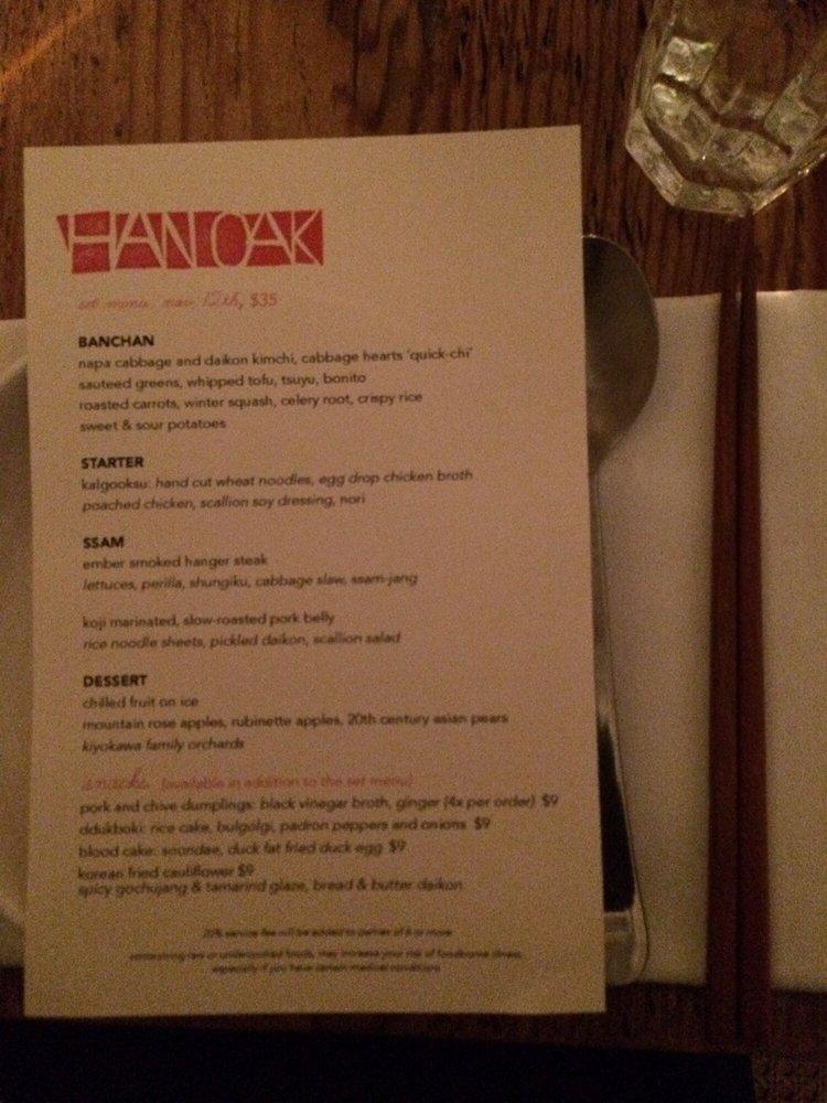 Menu at Han Oak Restaurant LLC, Portland