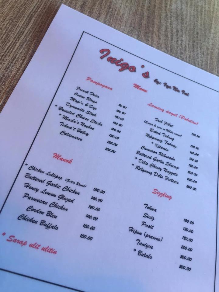 Carta del restaurante Iyo na Ini Food Corner, Imus
