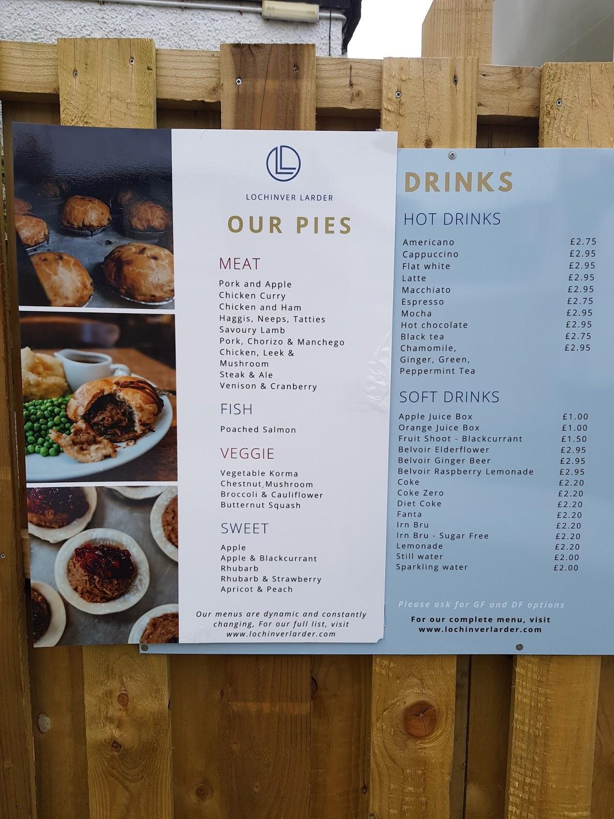 Menu at Lochinver Larder restaurant, Lochinver, Main St