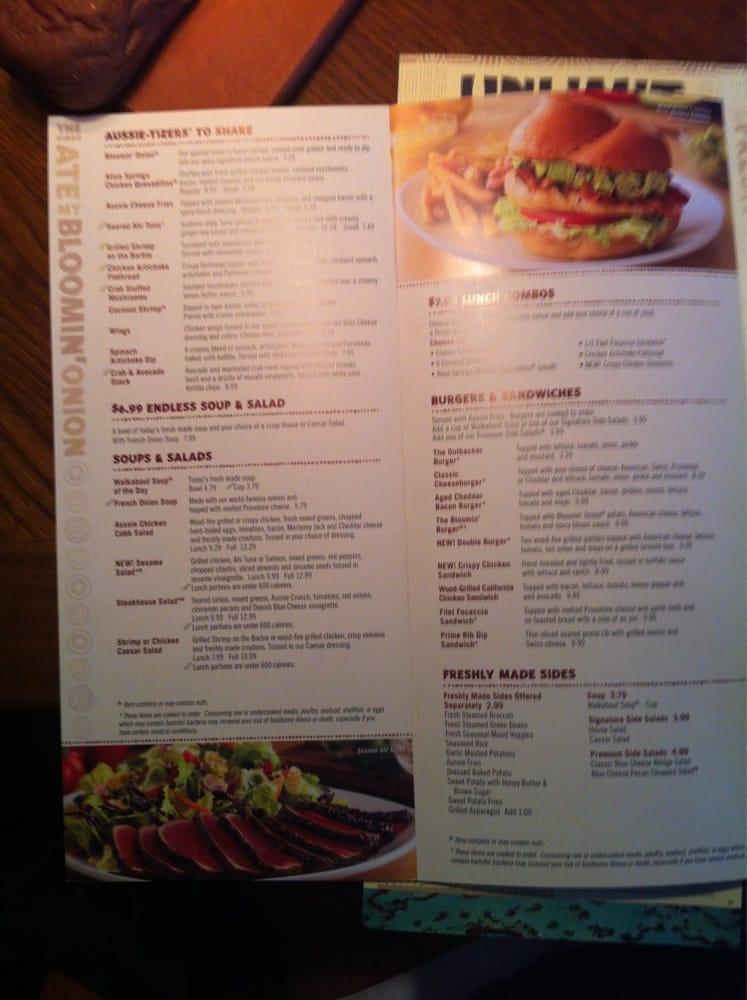 Menu at Outback Steakhouse, Castle Rock