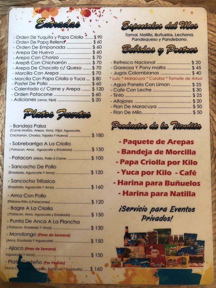 Menu at Que Bacano restaurant, Santiago de Querétaro