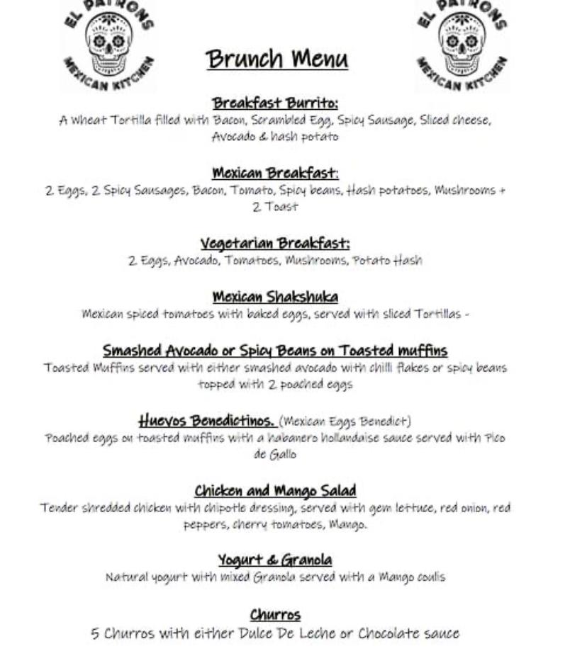 Menu at The SP Bar, Andover