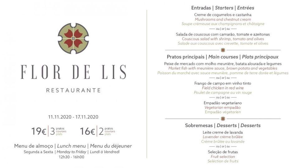 Menu em Flor de Lis by Vila Foz restaurante, Porto