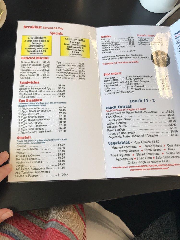 Menu at The Buttered Biscuit restaurant, Waynesville
