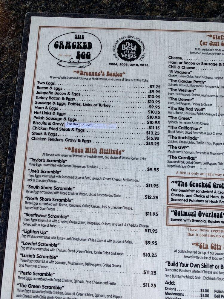 Menu at The Cracked Egg restaurant, Henderson, N Green Valley Pkwy #480