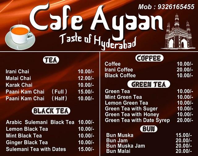 Menu at Cafe Ayaan - Taste of Hyderabad, Thane