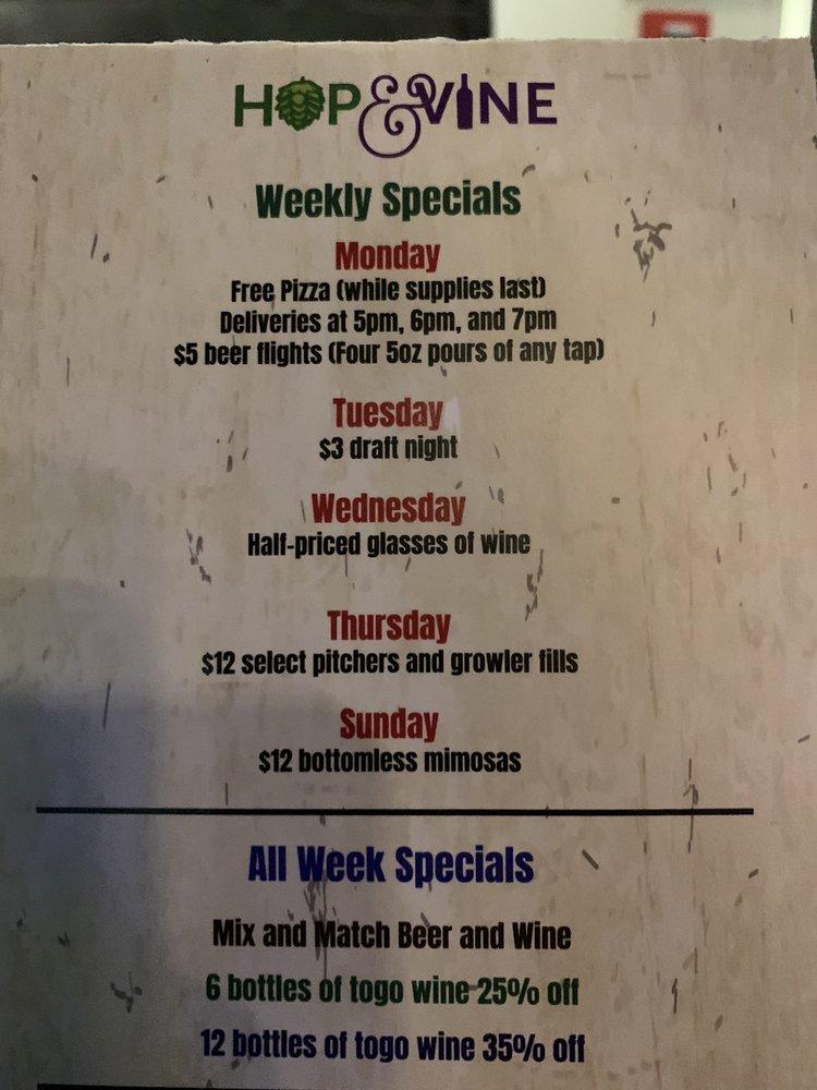 Menu at Hop & Vine Davidson pub & bar, Davidson