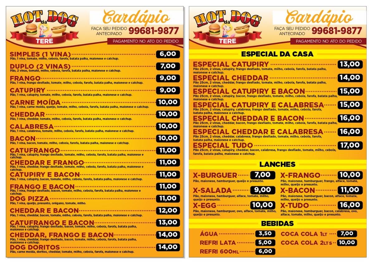 Menu em Hot Dog Da Tere restaurante, Curitiba