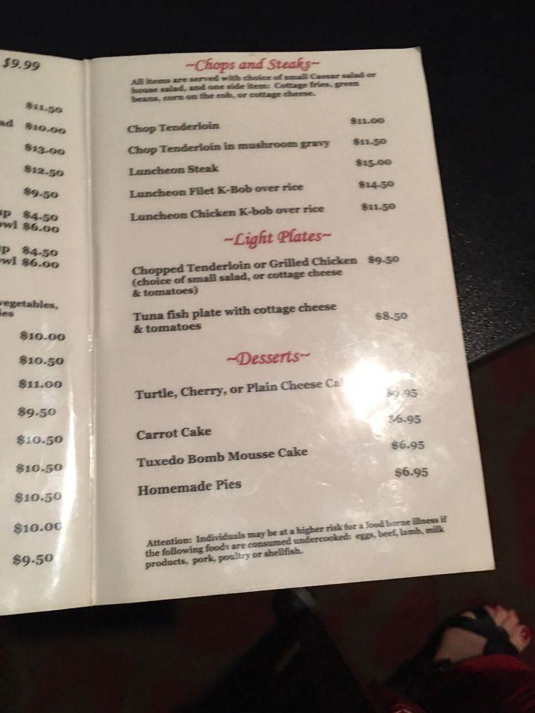 Menu at Junior's steakhouse, Oklahoma City