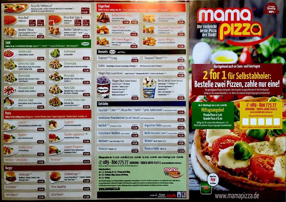 Menu at Mama Pizza, Germering