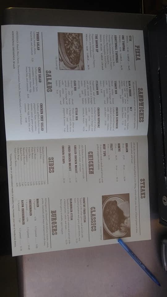 Menu at Roper's Restaurant, Greenbrier