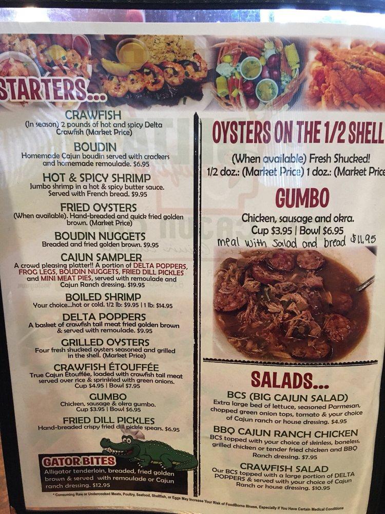 Menu at The Cajun Cafe Delta Crawfish, Jonesboro