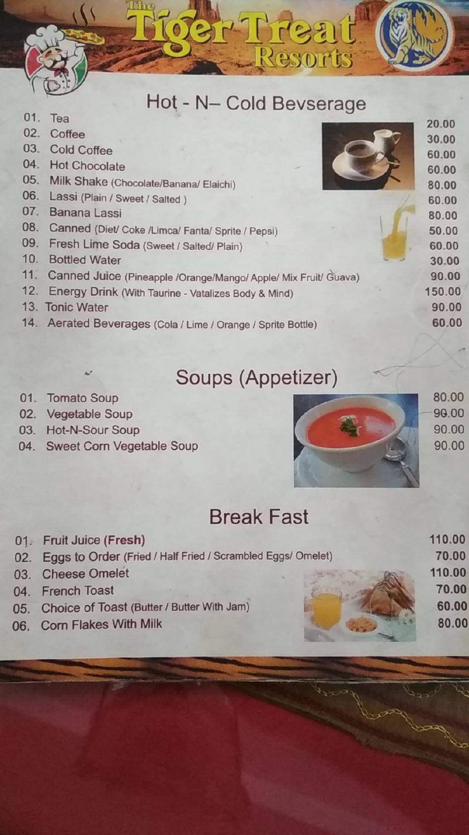 Menu at Tiger Treat Restaurant, Bilona