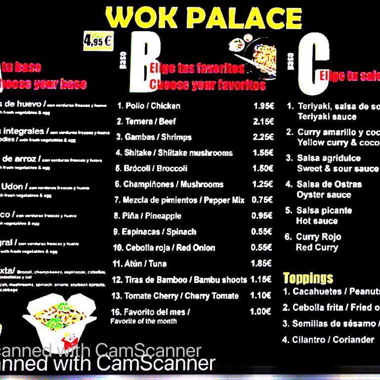 Menu at WOK PALACE AND DONNER KEBAB restaurant, Fuengirola