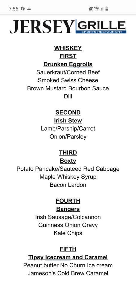 Menu at Jersey Grille pub & bar, Davenport