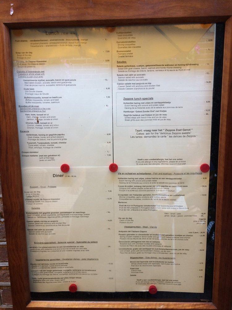 Speisekarte von Kapitein Zeppos, Amsterdam, Gebed Zonder End 5