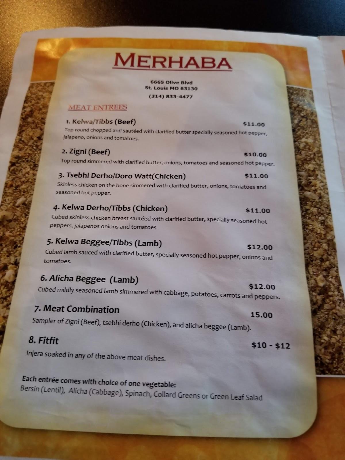 Menu at Merhaba Restaurant, University City