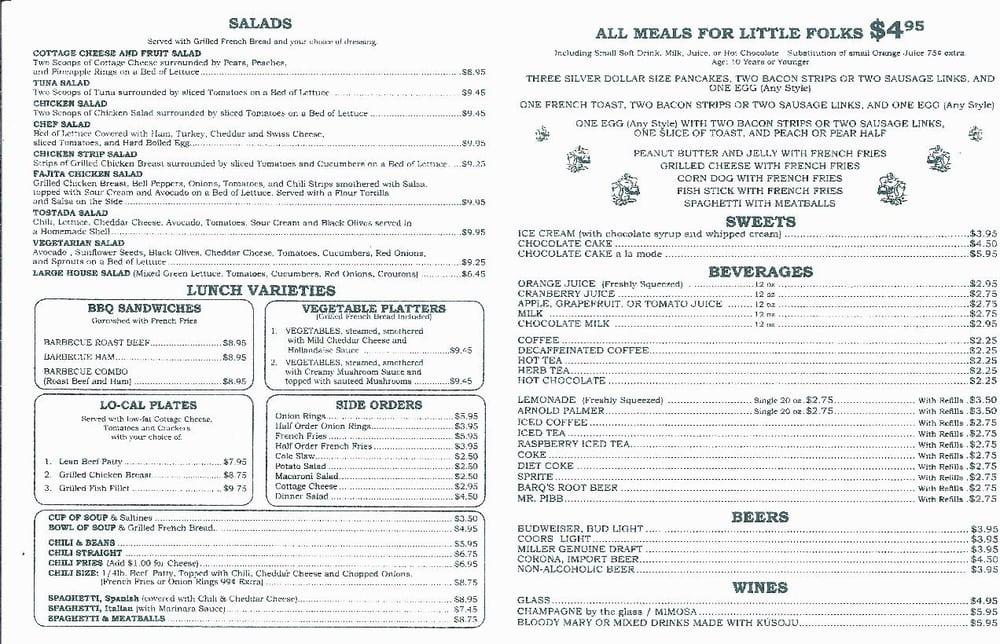 Menu at Snooty Fox restaurant, Laguna Hills
