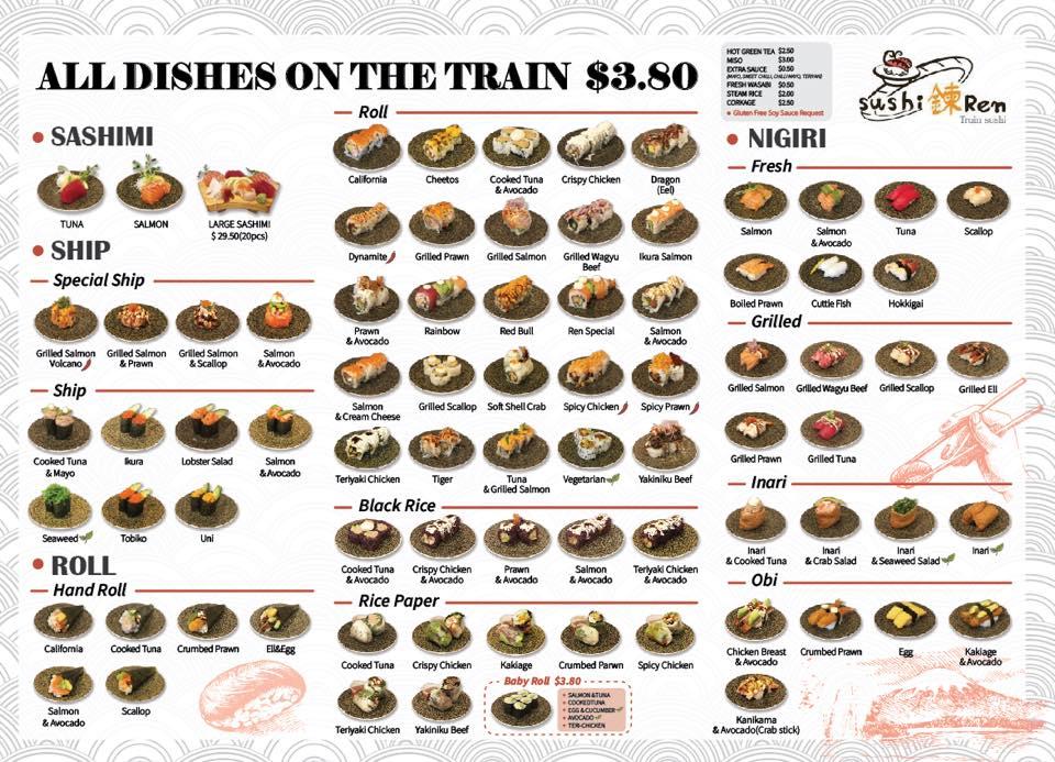 Menu at Sushi Ren restaurant, Underwood