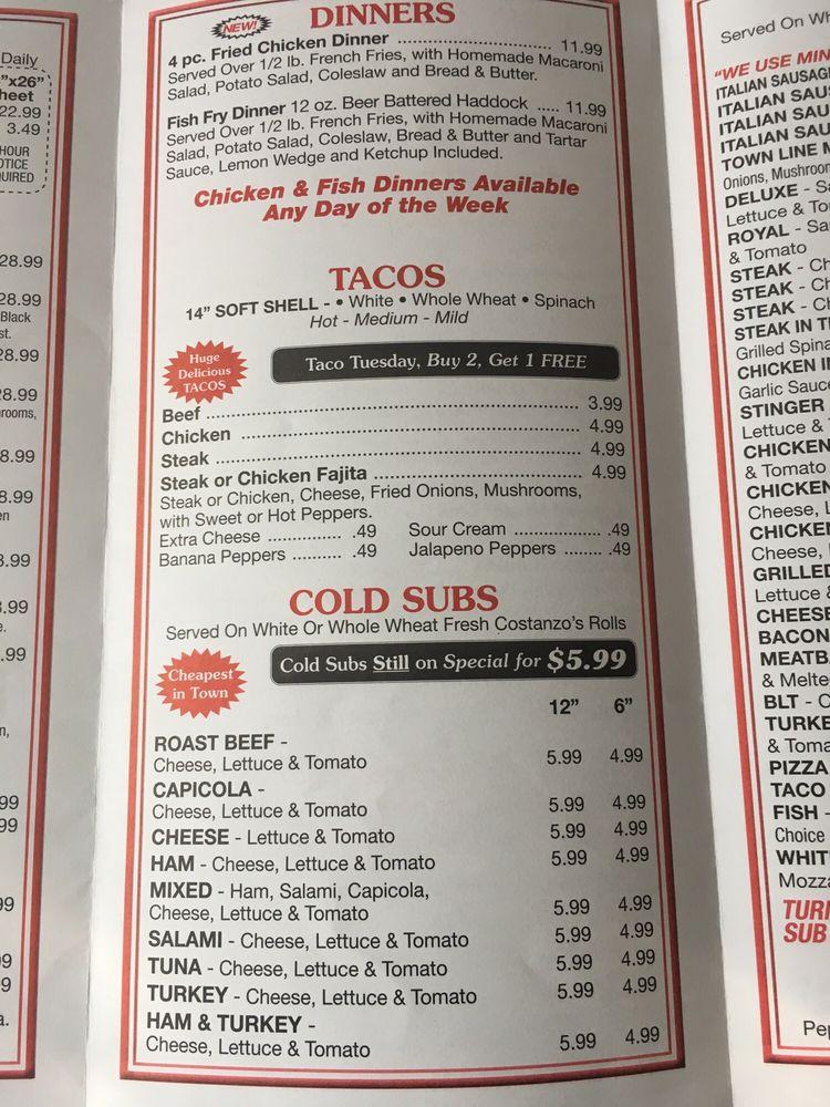 Menu at Town Line Pizzeria, Town Line
