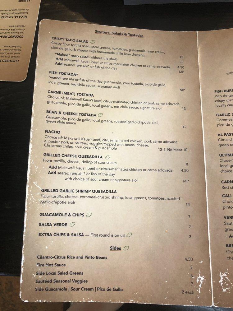 Menu at Verde Restaurant Lihue, Lihue, Nuhou St #501