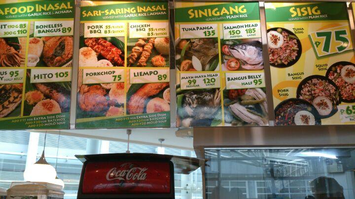 Menu at Inasal Joe restaurant, Makati, Ayala Avenue