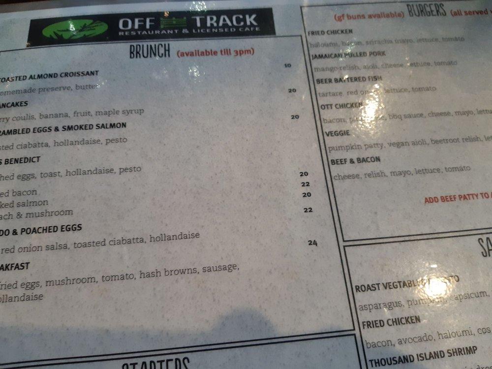 Menu at Off The Track Restaurant and Licenced Cafe, Havelock North, 114 ...
