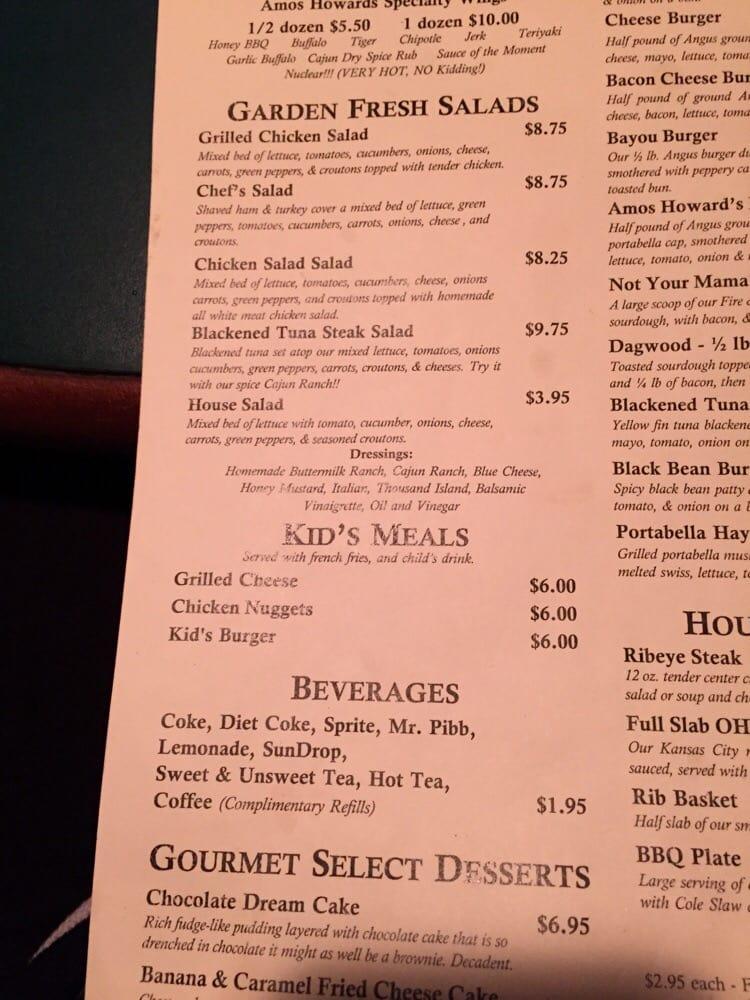 Menu at Amos Howards Brew Pub, Hickory