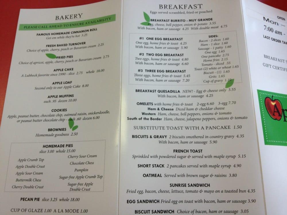 Carta de Apple Tree Cafe and Bakery, Lubbock
