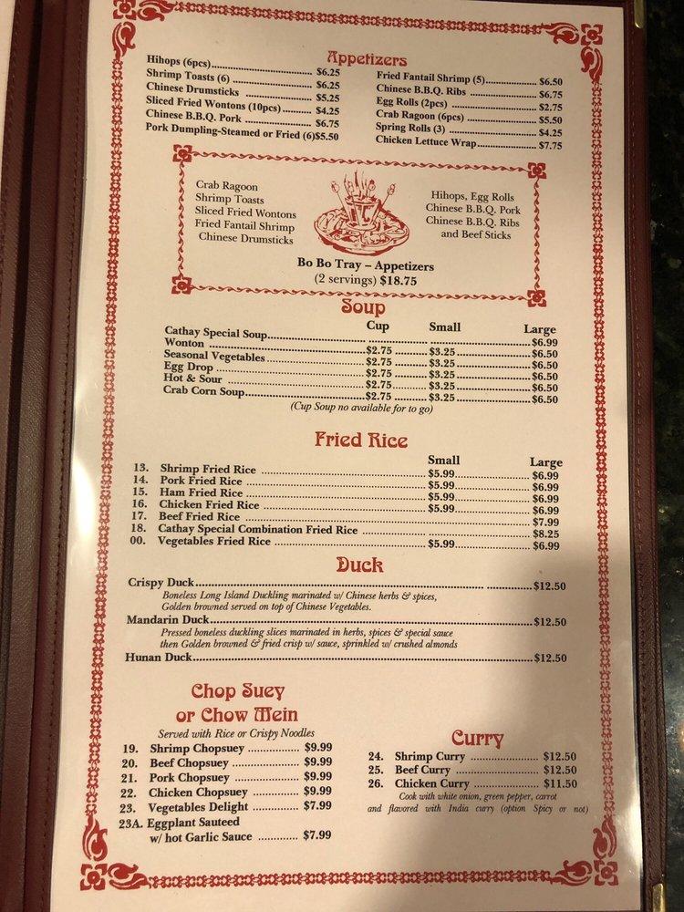 Menu at Cathay Imperial pub & bar, Metairie