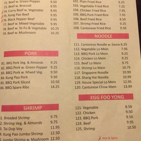 Menu at Heng’s Chinese Restaurant, Petrolia