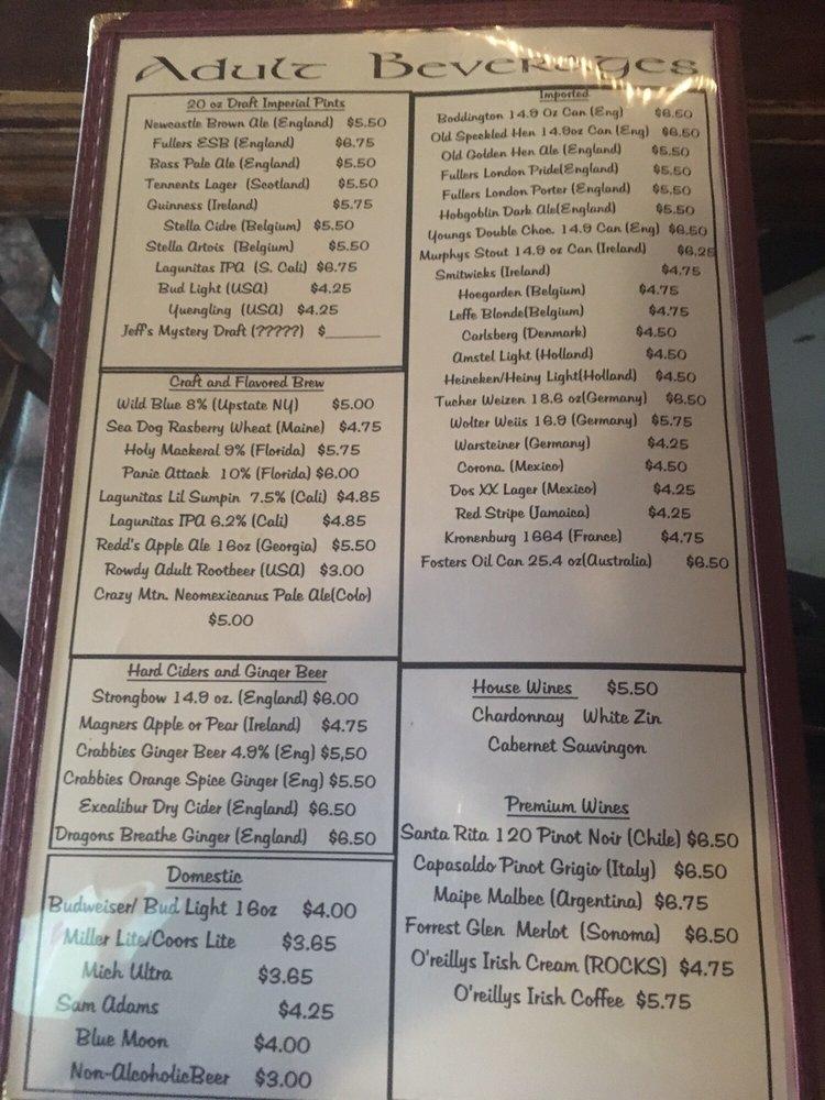 Menu at Kings Head British Pub Sunrise, Sunrise