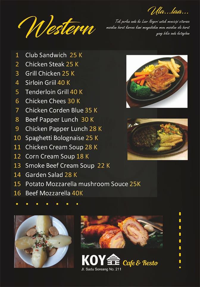 Menu at Koya Cafe & Resto, Soreang, Jl. Raya Soreang-Ciwidey No.211