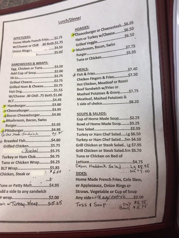 Menu at The Sticky Bun Cafe, Yeagertown, 310 S Main St G