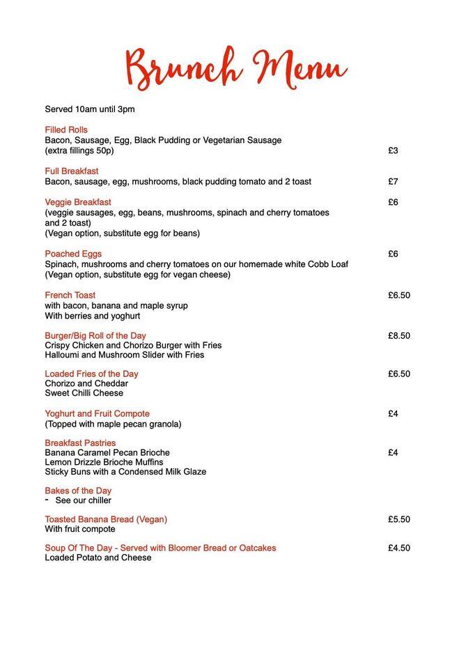 Menu at Bad Girl Bakery Cafe, Muir of Ord