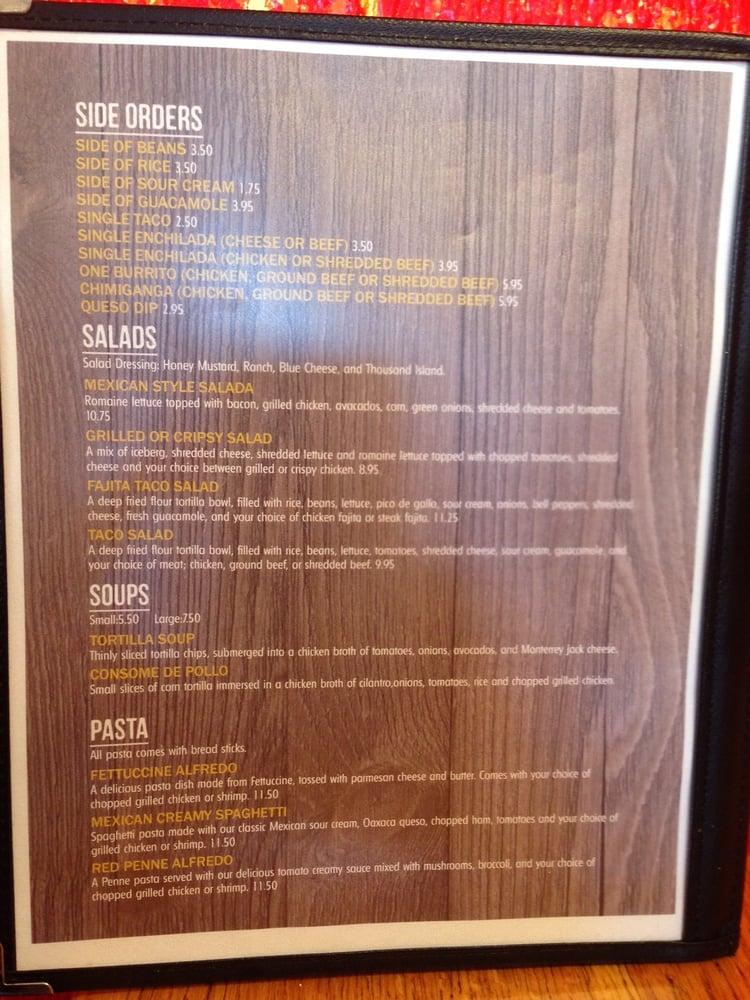 Menu at Casa de Reyes restaurant, Sweet Home